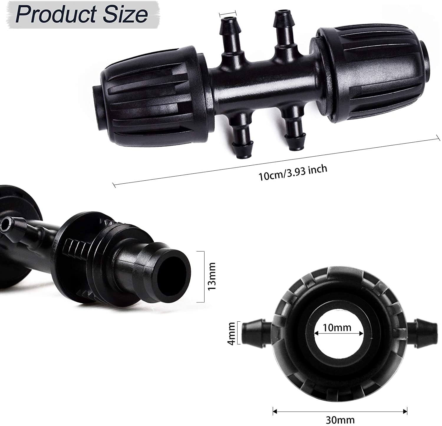 25PCS Drip Irrigation Kits, 5 Barbed Tee 1/2 inch to 1/4 inch Irrigation Tube Variable Diameter Six-Way Adapter and 20 Dripper Emitters Sprayer for 4mm/7mm Hose with Stake Water Flow Adjustable