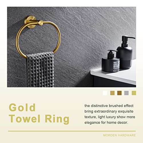Bath Towel Ring Brushed Gold, APLusee 304 Stainless Steel Swivel Hand Towel Holder Dry Rack Near The Sink, Modern Bathroom Accessories