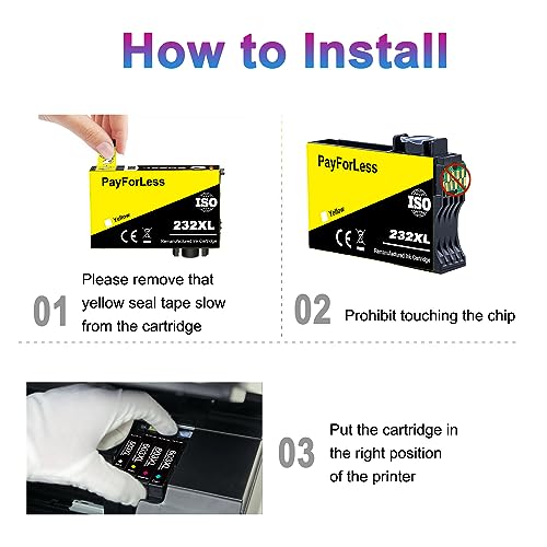 232XL Remanufactured for Epson 232 Ink Cartridges Epson 232XL T232 XL for Epson XP-4200 XP-4205 Epson Workforce WF-2930 WF-2950 Printer