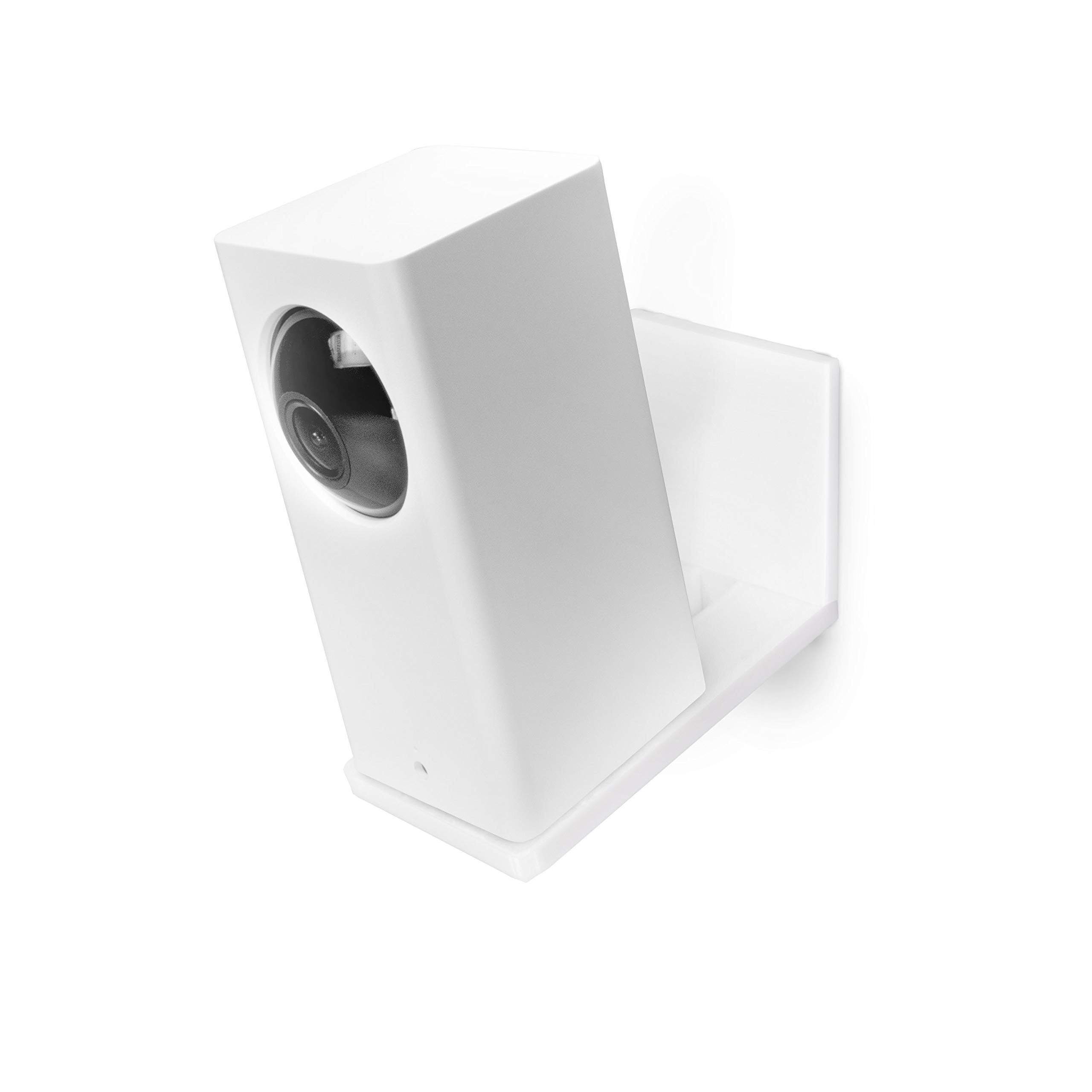 Screwless Tilted Wall Mount Kit Compatible with Wyze Cam Pan, VHB Stick On, Full Tilt & Pan Function, No Mess, No Drilling, Strong Adheasive Mount, Angled Down White by Brainwavz