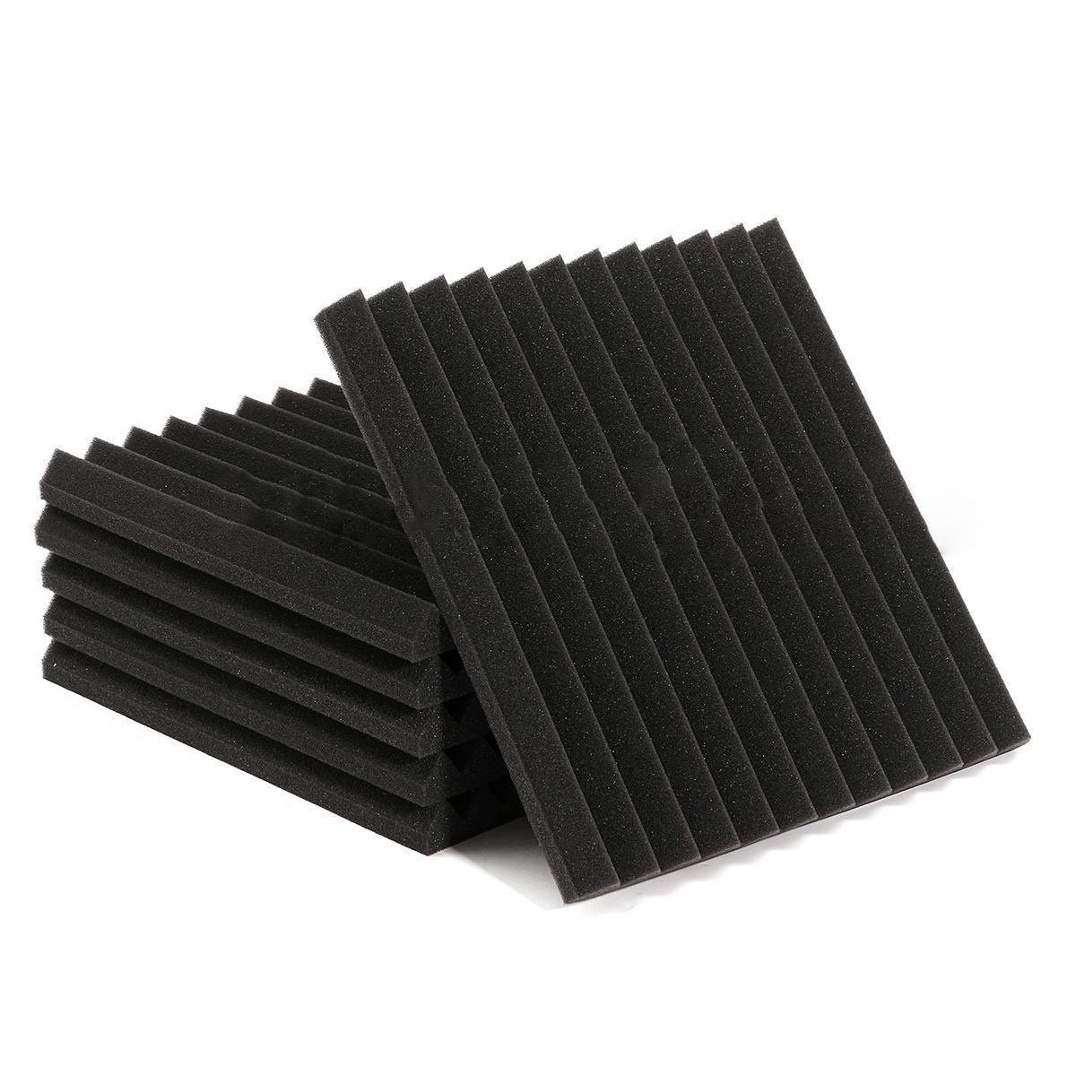 96 Pack BLACK Acoustic Foam Panel Wedge Studio Soundproofing Wall Tiles 12" X 12" X 1" (96BLACK)