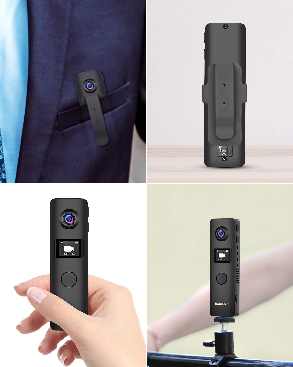 BOBLOV C18 WiFi Small Body Camera, 32GB Outdoor Body Camera, 1296P Mini Camera Body Worn Camera with OLED Screen 3.5 Hours 1080P Recording Support WiFi One Big Button for Recording