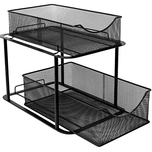 2 Tier Mesh Sliding Drawers - Cabinet Baskets Under The Sink Organizer