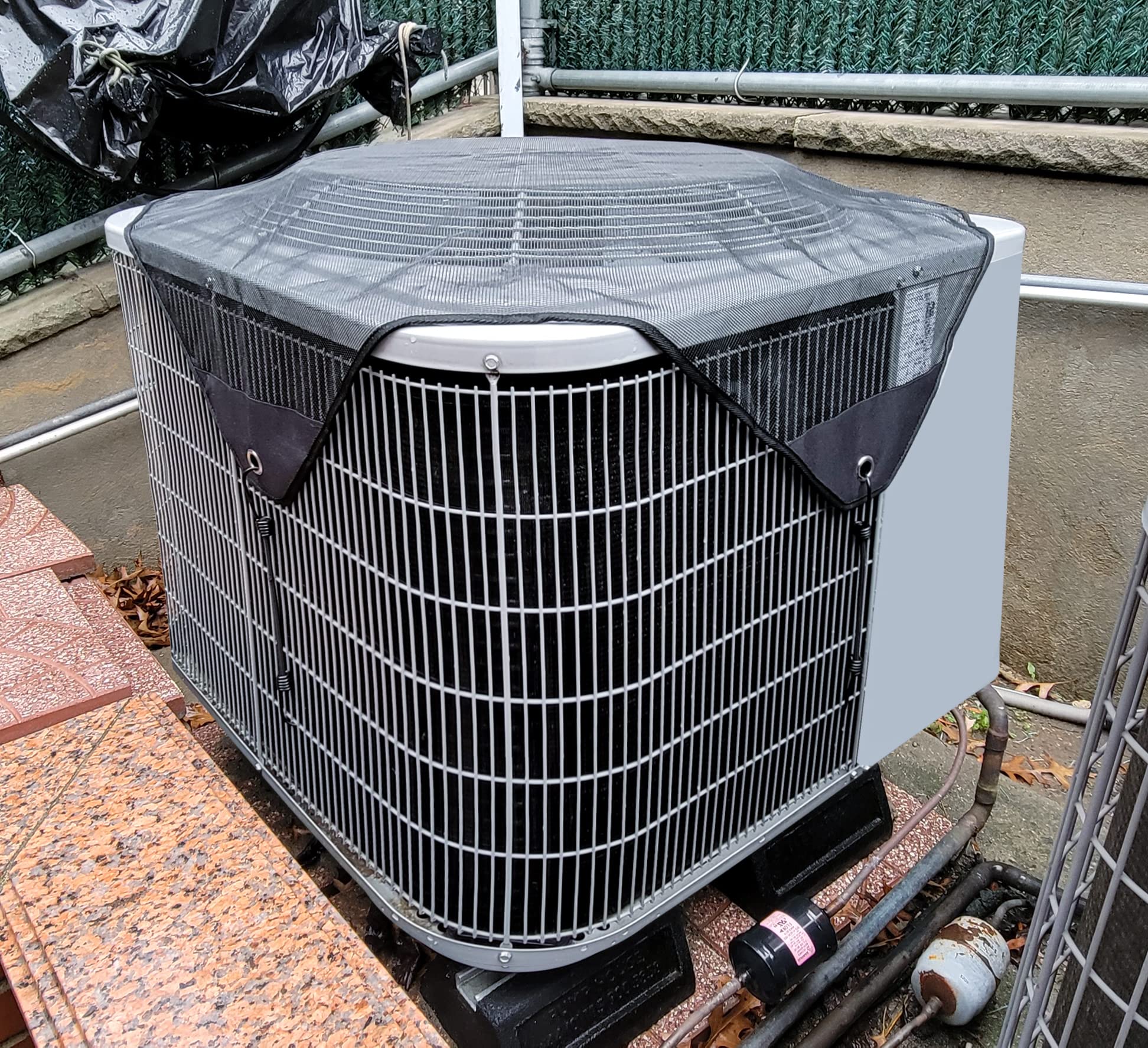 Air Conditioner Covers for Outside Units, Durable Leaf Guard Mesh Ac Cover for Outside Unit All Season Universal Condenser Heat Pump Cover for Outdoor Central AC Defender Set (28" x 28")