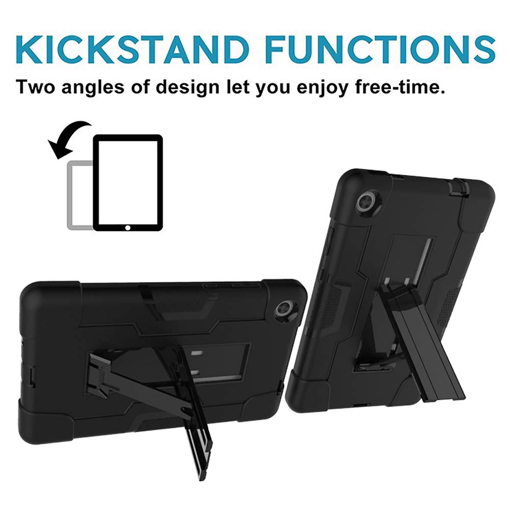 FIEWESEY For Lenovo Tab M7 Case,For Lenovo Tab M7 Gen 3 Case,Heavy-Duty Drop-Proof Shock-Resistant Rugged Hybrid case(Built-in Stand)for Lenovo Tab M7 Gen 3/M7/TB-7305F/TB-7305I/TB-7305X(Black/Black)