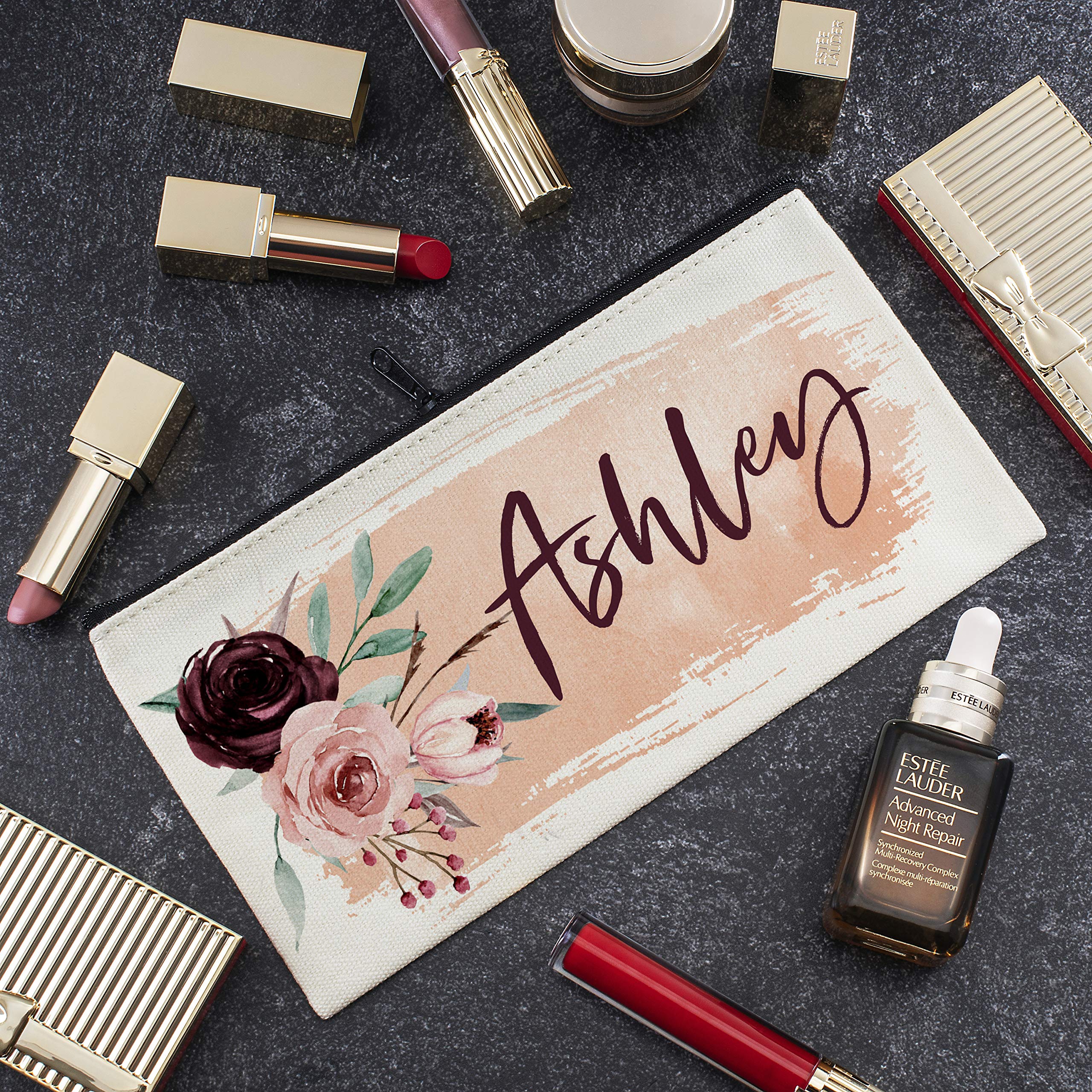 Bridesmaid Proposal Gifts - Personalized Makeup Bag for Women - 9 Colors - Custom Cosmetic Bag for Girls w/Name - Monogrammed Cosmetic Pouch