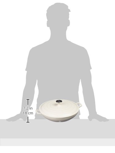 Amazon Basics Enameled Cast Iron Covered Oval Casserole Skillet, 3.3-Quart, White