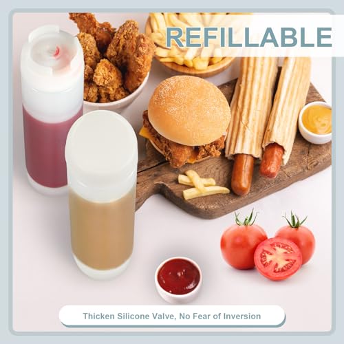 3 Pcs 16 oz Inverted Plastic Squeeze Bottles, Refillable Tip Large Valve Dispenser Condiment Squeeze Bottle for Sauces Ketchup Sour Cream Self Sealing Syrup Dispenser for Restaurants (White)