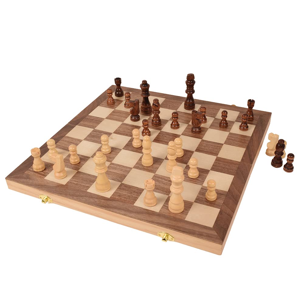 15" Portable Folding Chess Sets for Adults & Kids Wooden Chess Game Board Sets