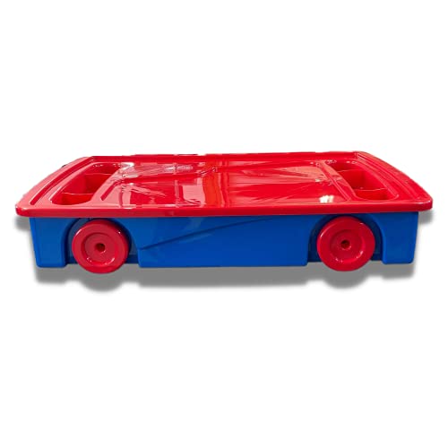 Back Bay Play Under Bed Storage Toy Organizer bin & Kids Sandbox with Cover, Toy Storage Sensory Toys for Toddlers 1-3 and up (Blue)