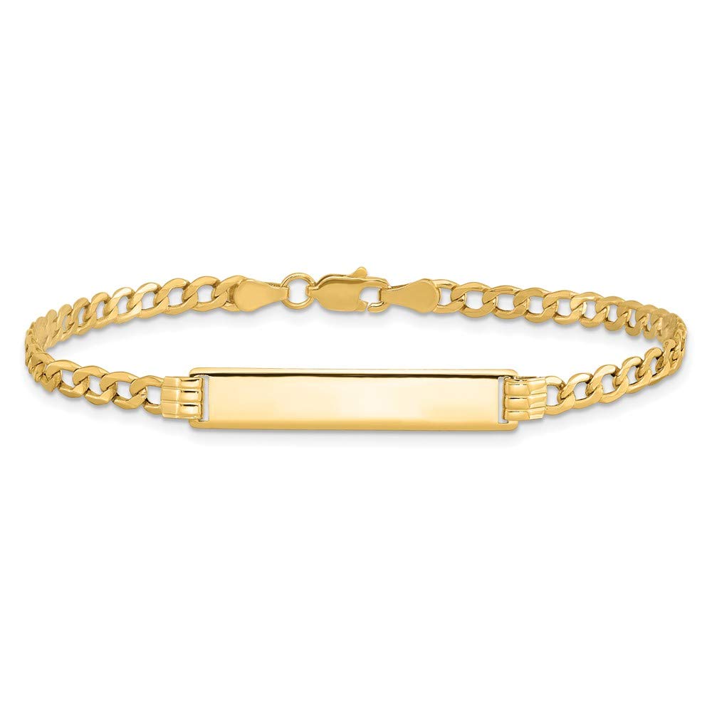 10K Yellow Gold Curb Link Name Bar Identification ID Bracelet