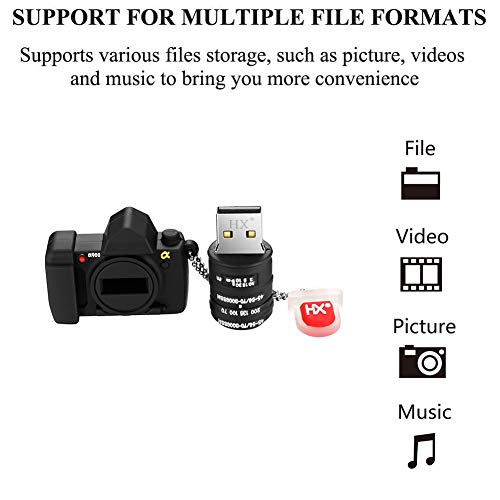 USB Flash Drive, 8GB / 16GB / 32GB / 64GB Silicone USB 2.0 USB Memory Stick Data Storage Pendrive Thumb Drives (64GB, Cute Camera)