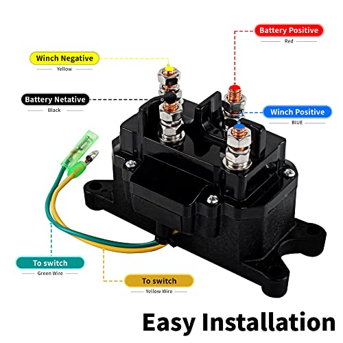 12V Winch Solenoid Relay Contactor & Winch Rocker Thumb Switch Combo with Handlebar Control Kit Compatible with ATV UTV 1500lb-5000lb Polaris 800 1000 63070,62135, 74900, 2875714, 70715 ZJWAQH