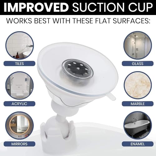 3X Magnifying Shower Mirror for Fogless Shaving with Suction Cup, Shatterproof Surface and 360° Swivel, 6.3" x 6.3"