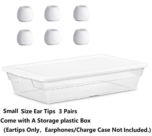 BLLQ Small Size Ear Tips Earbuds Covers Ear Caps Eartips Earpads Compatible with Apple AirPods Pro, Silicone Tips, Fit in Case, 3 Pairs White S