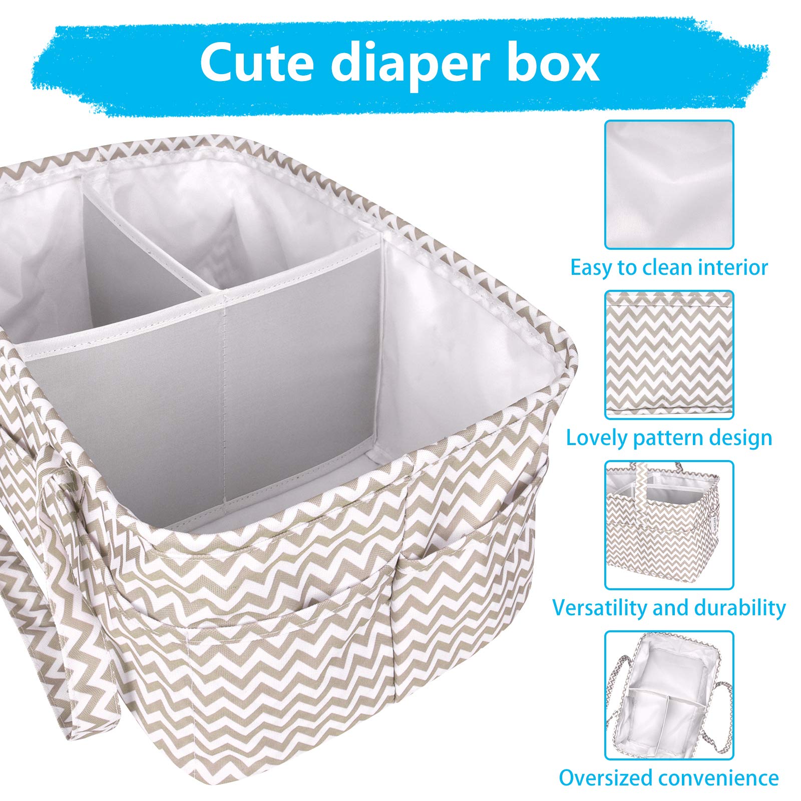 BAGLHER Baby Diaper Caddy Organizer,Large Baby Product Storage Rack and Kindergarten Storage Box,Portable Diaper Rack and Car Storage Box.