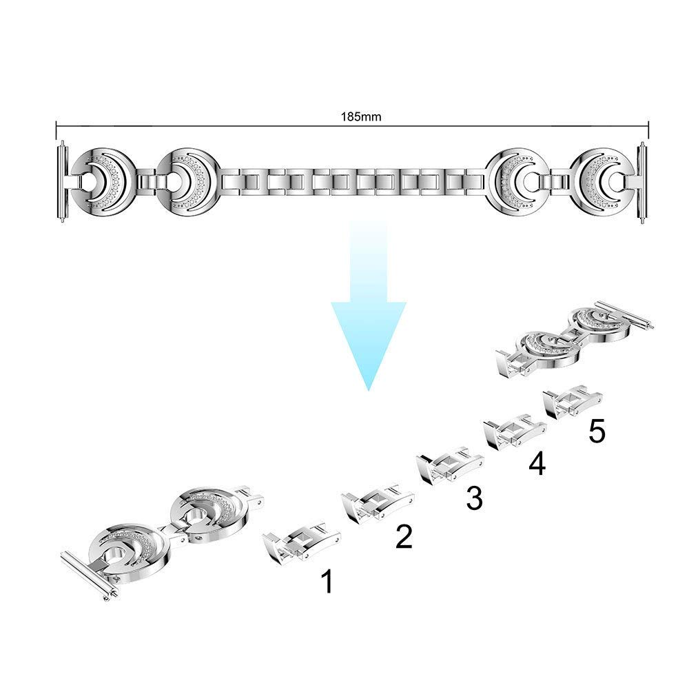 200Pcs Compatible for Movado 2.0 Smartwatch Band, Blueshaw Crystal Rhinestone Diamond Jewelled Stainless Replacement Straps Compatible for Movado Connect 2.0 Smartwatch 40mm / 42mm (Silver)