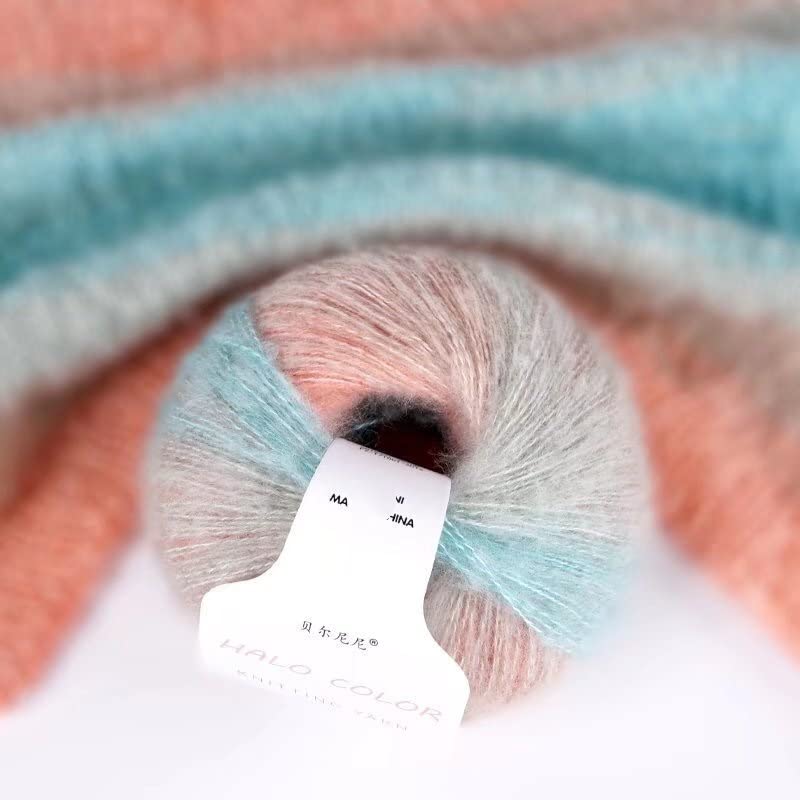 30G/Ball Soft Mohair Crochet Yarn Fine Thread Gradient Dyed for Knitting Hat Scarf DIY Hand Weaved Supplies (Color : B)