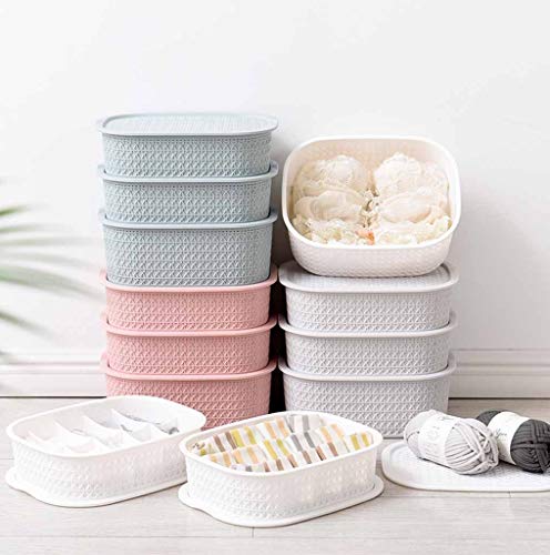 Czlsd Covered Underwear Storage Box Three-Piece Thickened Grid Panties Socks Storage Box Plastic Wardrobe Bra Finishing Box (Color : White)