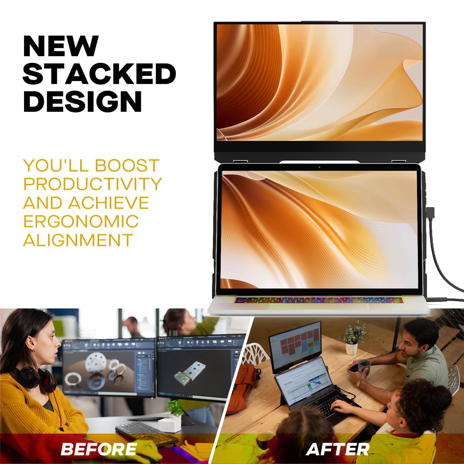 New Mobile Pixels Duex Float Portable Monitor, 15.6" Full HD IPS Dual Monitor for Laptops, USB C/HDMI Plug and Play Portable Screen,Windows/Mac/Android/Switch Compatible