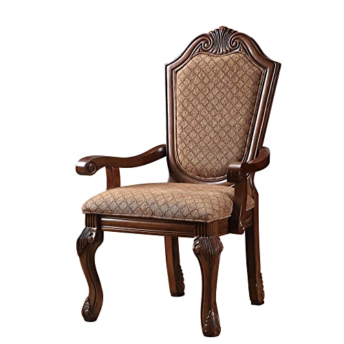 ACME Chateau De Ville Arm Chair (Set-2) - 04078 - Fabric & Cherry