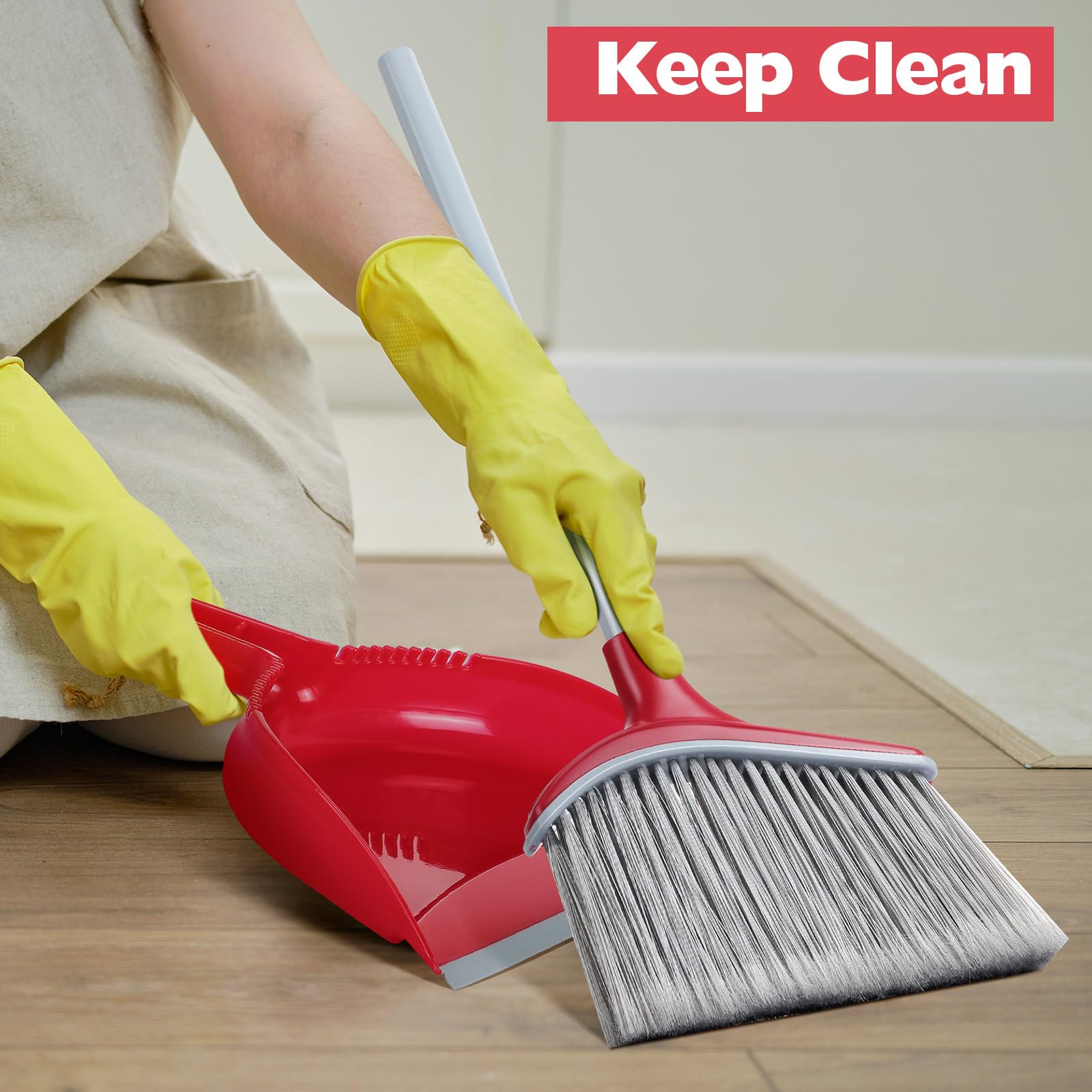 3 Pcs Broom and Dustpan Set 54 Inch Indoor Broom with Dust Pan Combo Set for Home Angle Broom and Dust Pan Kitchen Broom for Floor Cleaning