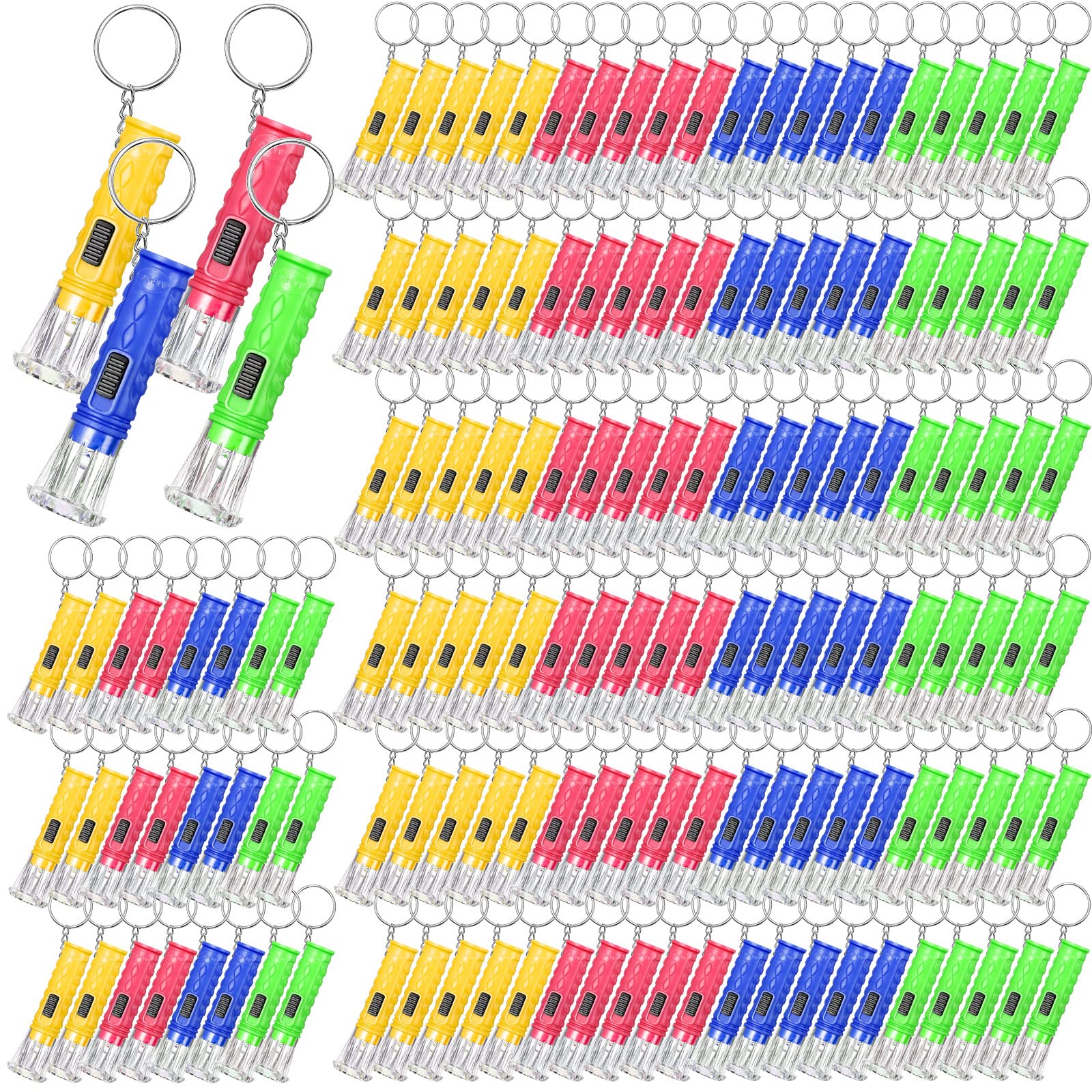 150 Pcs Mini Flashlight Keychain, Assorted Colors Portable Led Toy Flashlight, Colored Handheld Plastic Keychain Flashlights, Led Key Chains for Kids Halloween Hiking Camping Cycling Party Favors