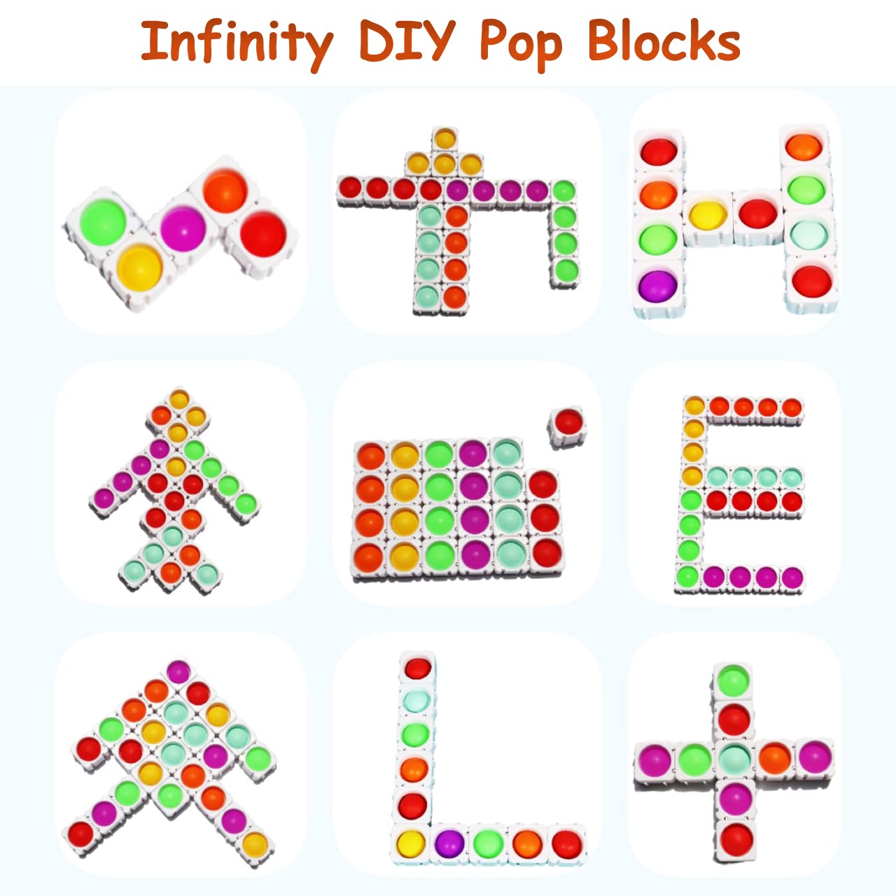 24 Pcs Fidget Blocks, Push Silicone Popper Fidget Sensory Toy, Infinity DIY Pop Building Blocks, Great Tool for Classroom (White)