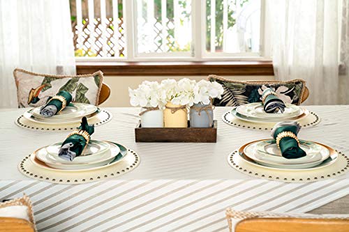 Dahey Decorative Mason Jar Centerpiece Wood Tray with Artificial Flowers Rustic Country Farmhouse Decor for Herb Plants Home Coffee Table Dining Room Living Room Kitchen Garden