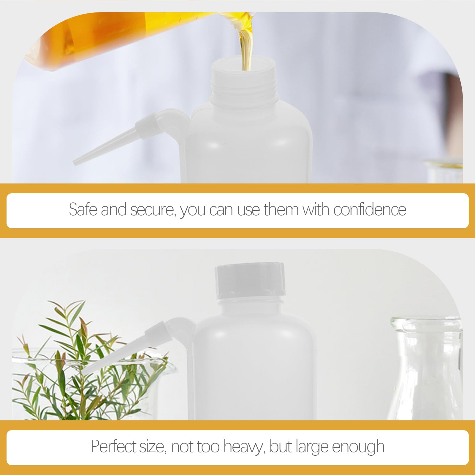 Baluue 4Pcs Wash Bottle, 500ml/16 oz Plastic Bottle Watering Tools, Liquid Storage Container Squeeze Wash Bottle with Narrow Mouth and Lid Chemical Wash Bottle