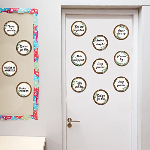 50pcs Positive Sayings Accents Eucalyptus Motivational Classroom Cutouts Decors Growth Mindset Chips Inspirational Quotes Bulletin Board Class Door Decorations