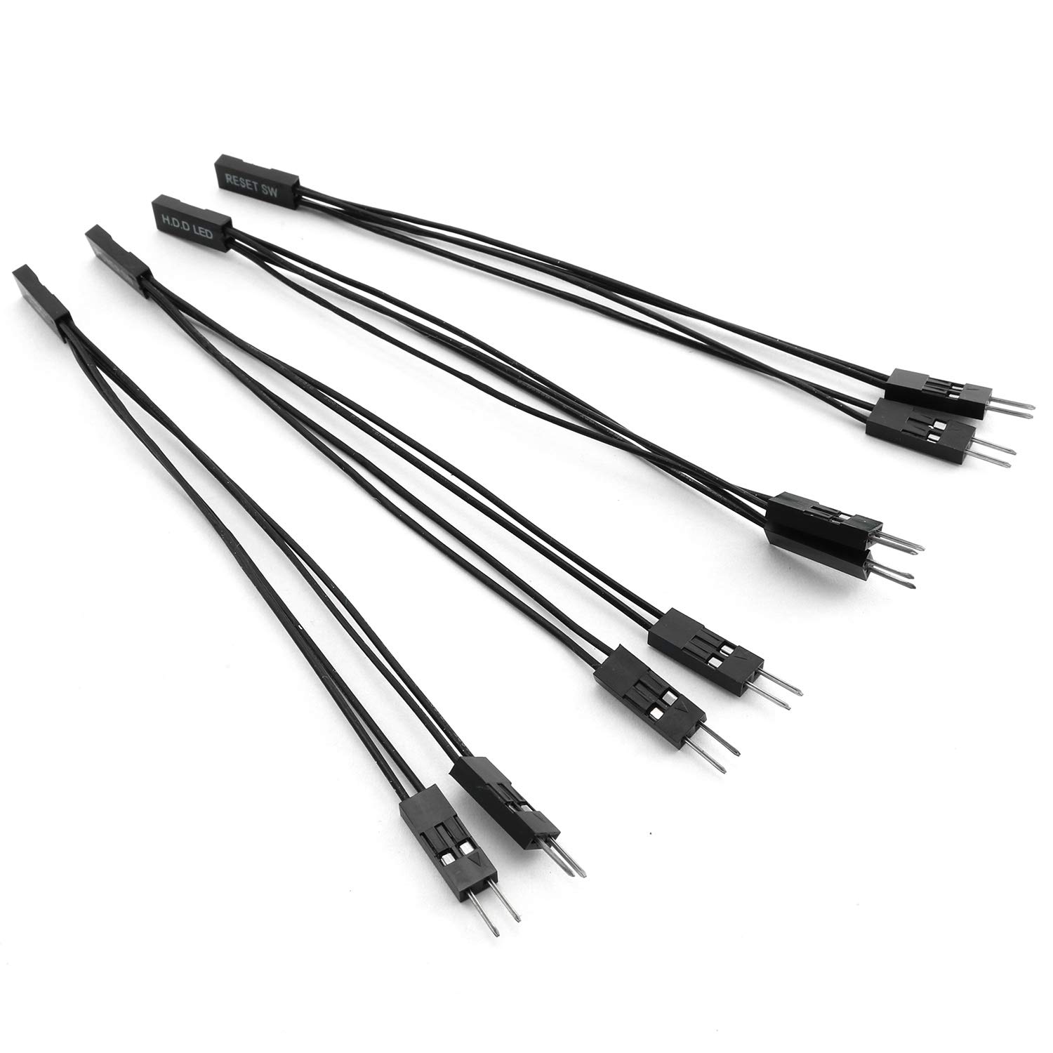 DGZZI 2 Pins Single Female to Dual Male Black Jumper for PC Motherboard Power Light-Emitting Diode Switch Reset HDD Hard Drive 4PCS