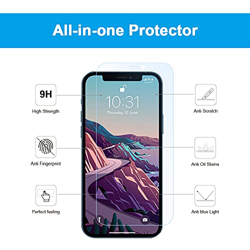 GLASS-M [2 Pack] Anti-Blue Light Screen Protector for iPhone 12 Pro Max, Eye Protection Tempered Glass Film, Full Coverage Blue Light Blocking Screen Cover