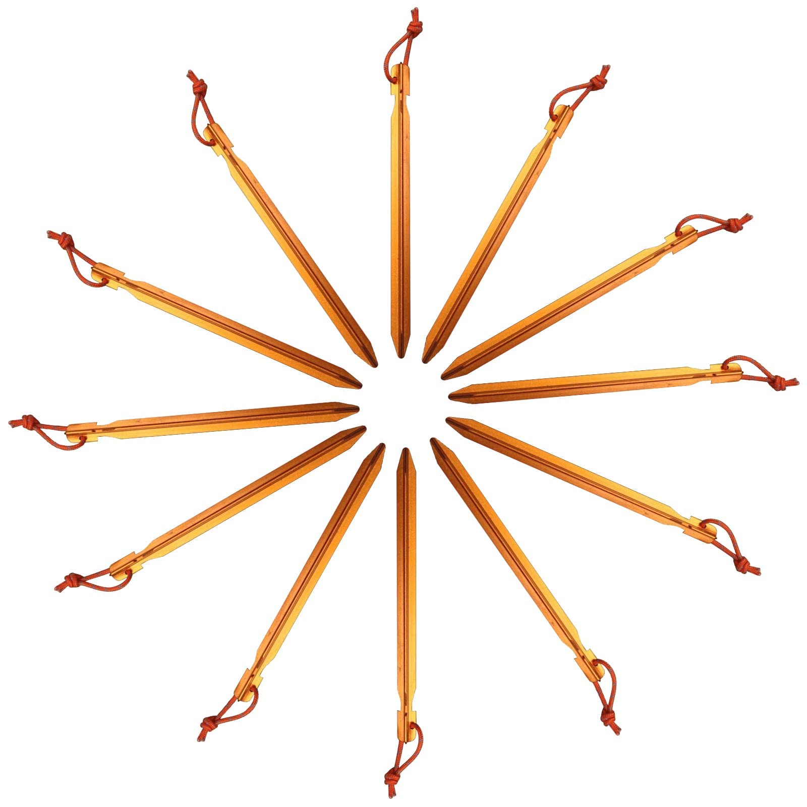 12 Pack Tent Stakes, 7075 Ground Metal Camping Aluminum Tent Pegs, Lightweight Tent Stakes Heavy Duty Spikes Camping Accessories, Orange