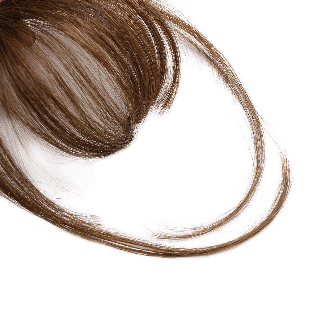 AISI QUEENS Clip in Bangs Real Human Hair Bangs Hair Clip on Bangs for Women Fake Bangs Fringe with Temples Bangs Clip Hair Extensions for Daily Wear (Wispy Bangs, Medium Brown)