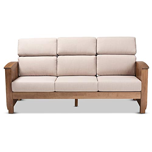Baxton Studio Sofas, Taupe/Walnut Brown