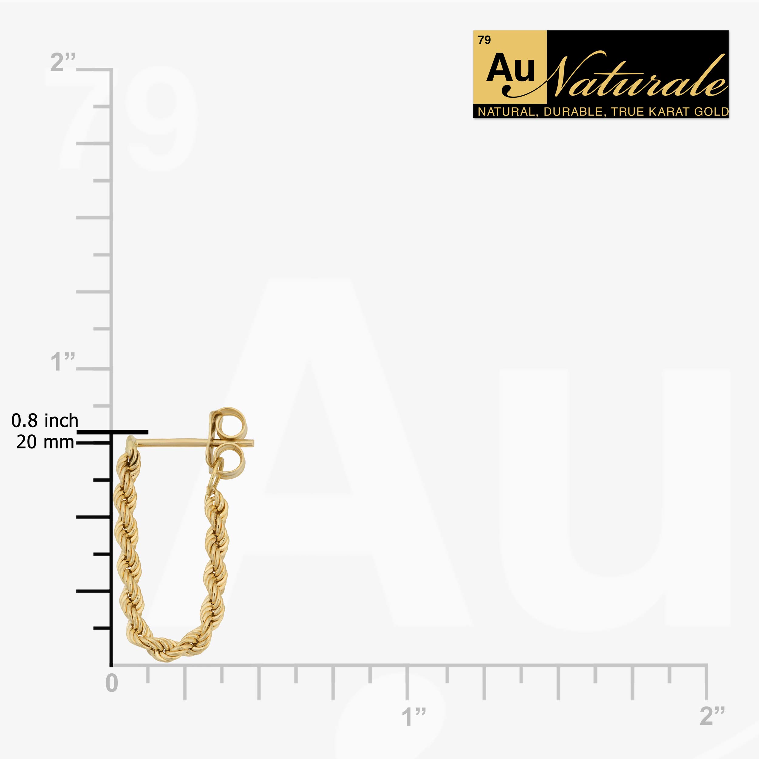 10k Yellow Gold Rope Chain Earrings Minimalist Jewelry For Women