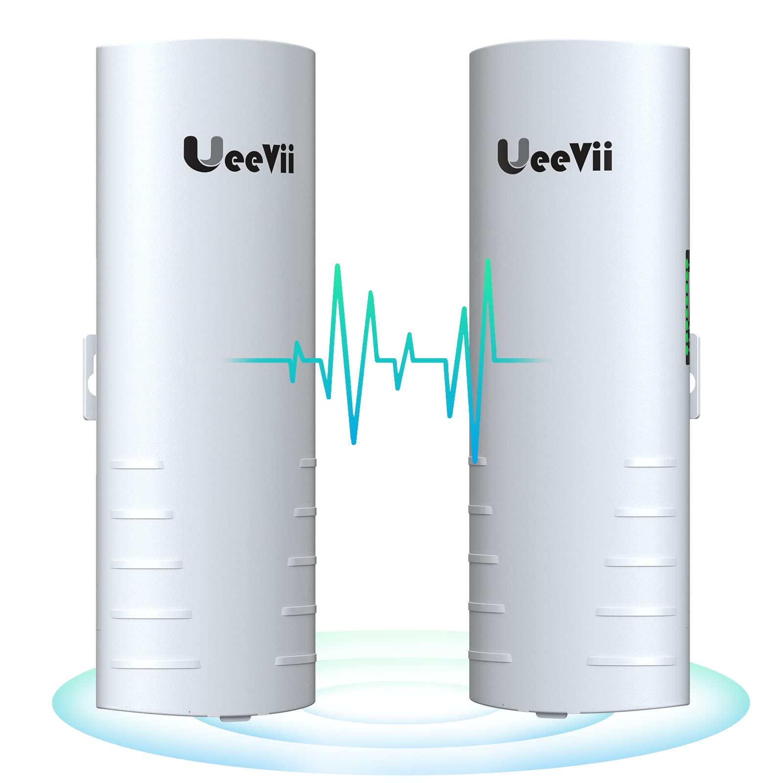 UeeVii Point to Point Wireless Bridge, 5.8Ghz 100Mbps Outdoor CPE 3KM Long Range Transmission Distance with 14DBi High Gain Directional Antenna, PoE Adapter,2 RJ45, for Barn Garage Shop, 2-Pack