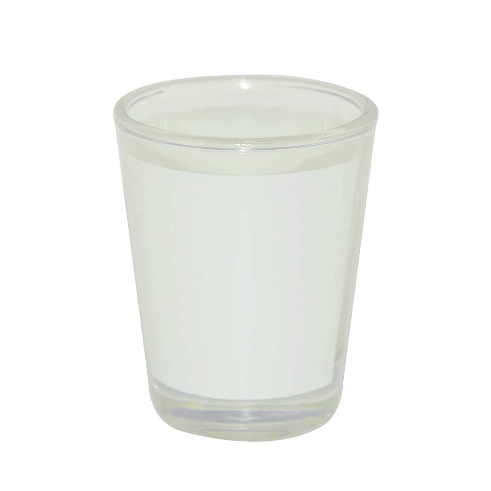 12 Pieces Blank Sublimation Shot Glasses 1.5 ounces White Patch Heat Thermal Transfer Dye Craft Tequila