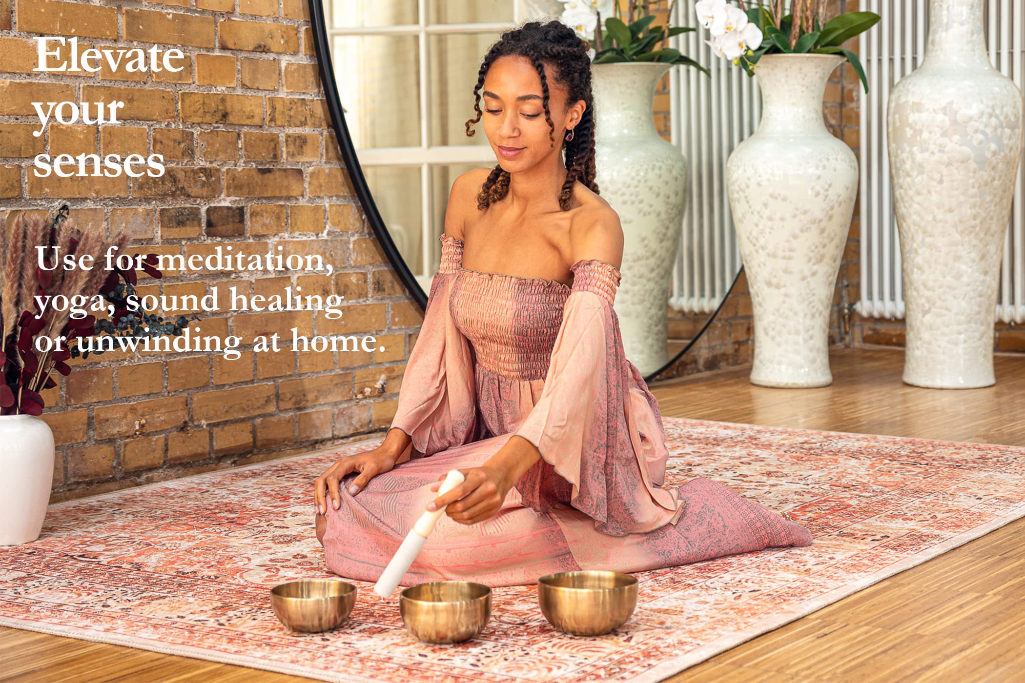 3 Piece Bronze Singing Bowl Set with Mallet, Felt Rings and Covers, Universal Series — MADE IN INDIA — For Meditation, Yoga and Sound Healing Therapy, 2-YEAR WARRANTY