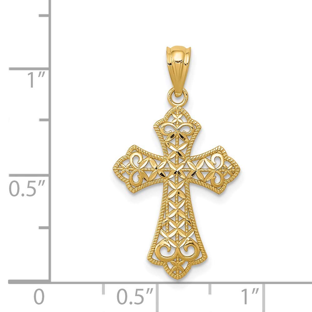 14k Polished Filigree Cross Pendant QK6273