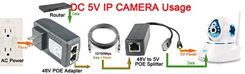 DSLRKIT DC 5V 2.4A Active PoE Splitter Power Over Ethernet 802.3af 5.5x2.1mm