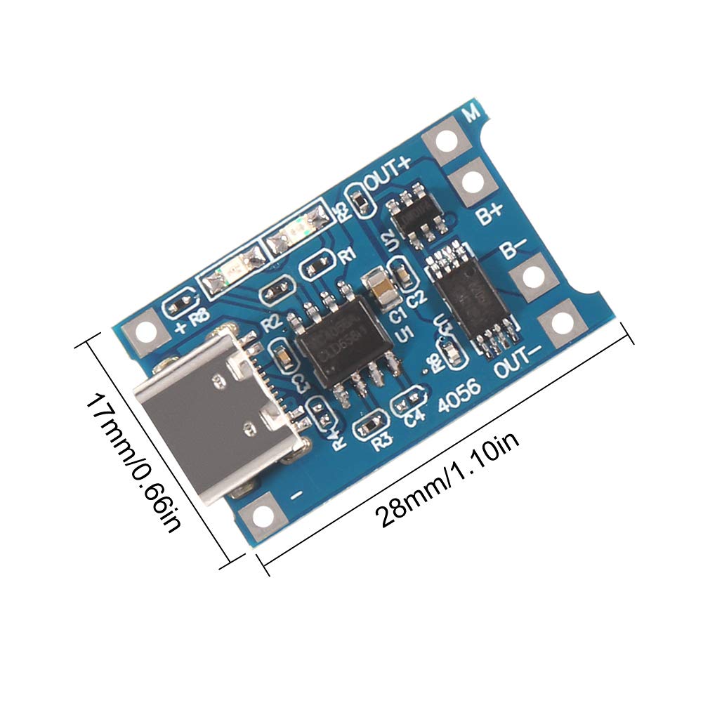AITRIP 10pcs TP4056 Type-c USB 5V 1A 18650 Lithium Battery Charger Module Charging Board with Dual Protection Functions (10pcs TP4056 Type-c USB)