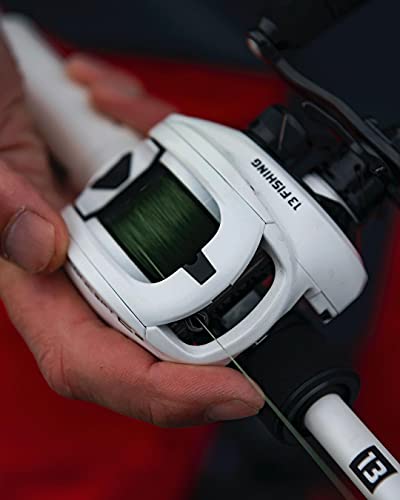 13 FISHING - Concept C2 - Low-Profile Baitcast Fishing Reel - 7.5:1 - Left Hand Retrieve (Fresh+Salt) - C2-7.5-LH, White