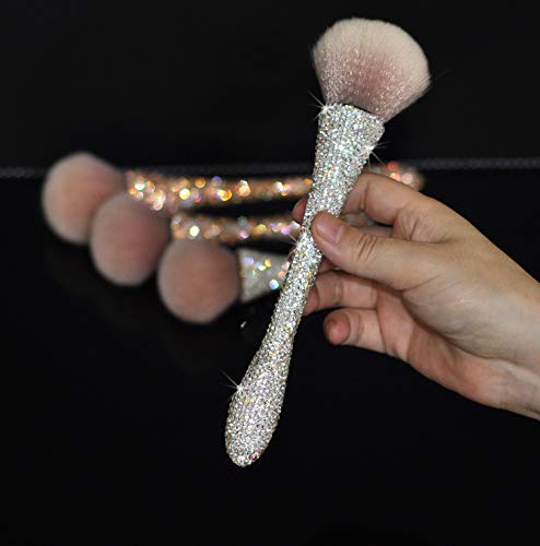 Bestbling Bling Rhinestone Large Mineral Powder Brush Makeup Brush Cosmetic Brush Foundation brush Perfect For Large Coverage Powder Bronzer Blush Blending Buffing 1 piece (Silver)