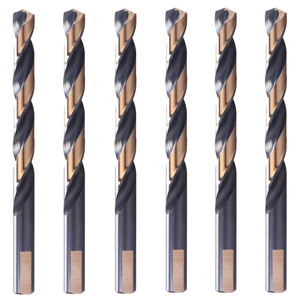 6 PCS,7/16", Black and Gold Twist Drill Bits