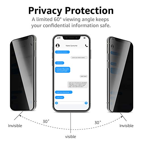 Amazon Basics Privacy-Tempered Glass Screen Protector for iPhone X / XS and 11 Pro - 5.8 Inch, 5.43" x 2.56", Anti Glare & Blue Light Filter