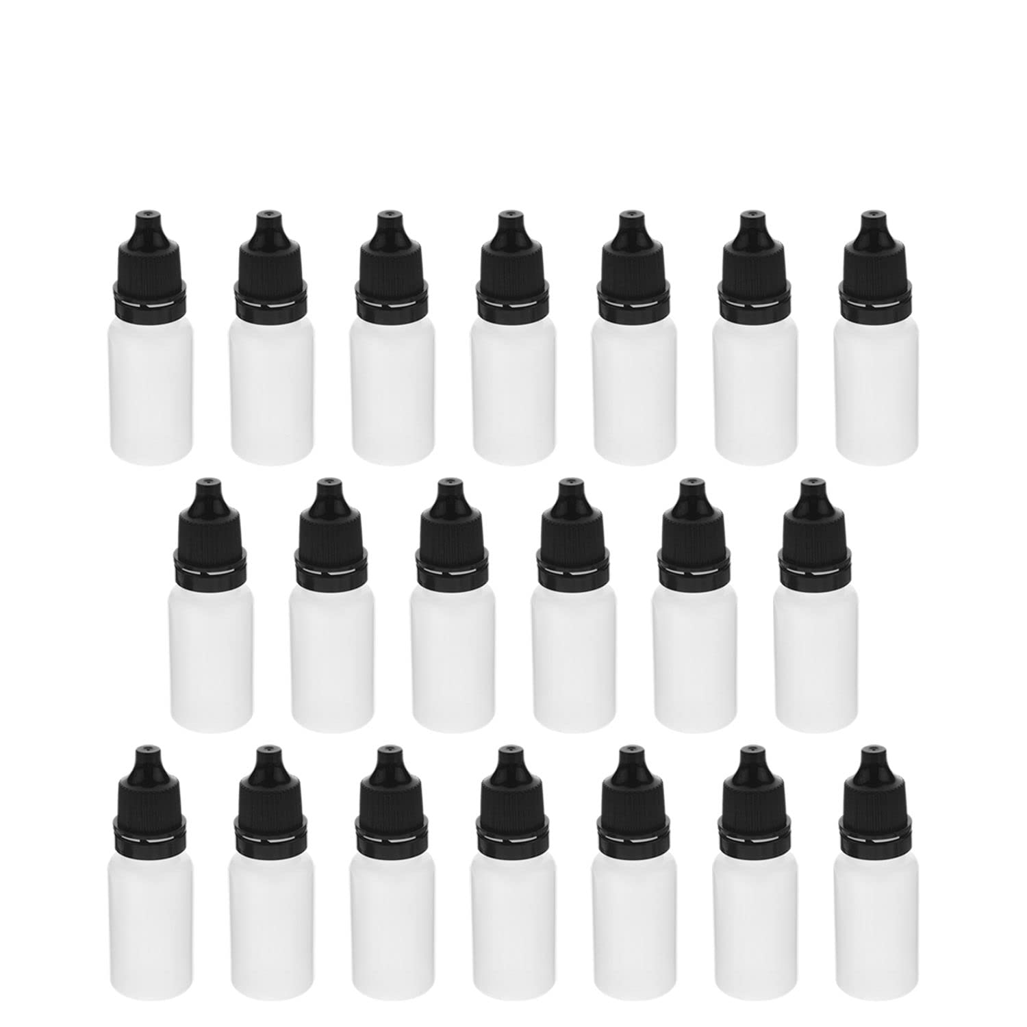 Bettomshin 20Pcs 10ml PE Plastic Dropping Bottles, Thin Mouth Vial of Squeezable Liquid Eye Liquid Dropper, Liquid Sample Seal Storage Bottle with Black Cap