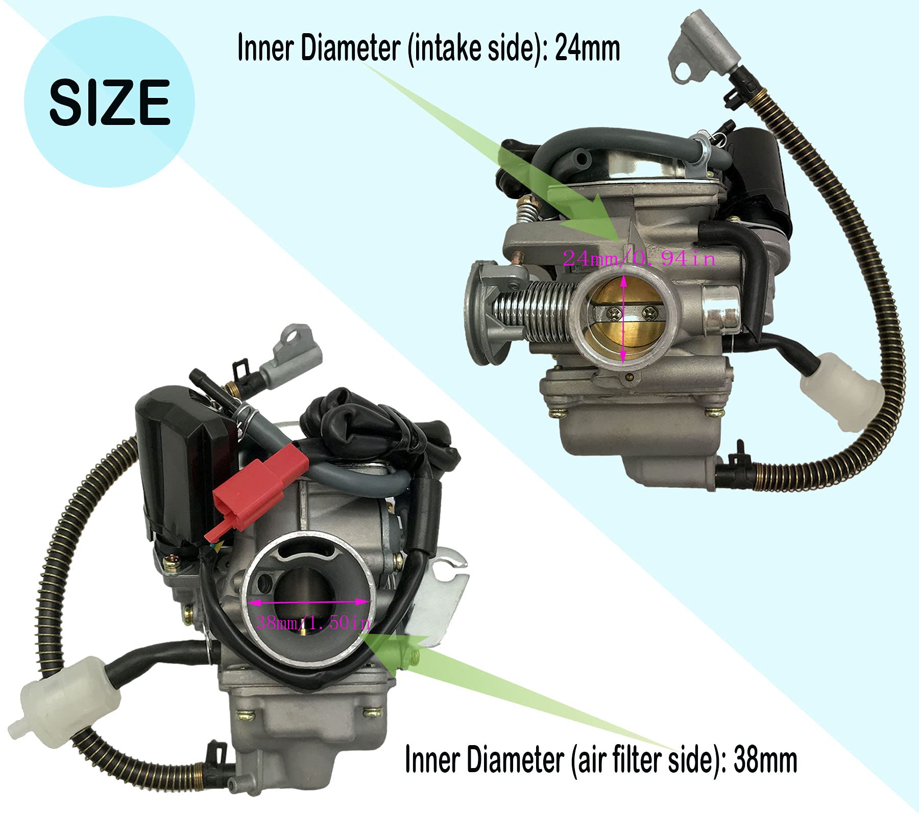 150cc Carburetor for GY6 4 Stroke Engines Electric Choke Motorcycle Scooter 152QMJ 157QMI with Intake Manifold