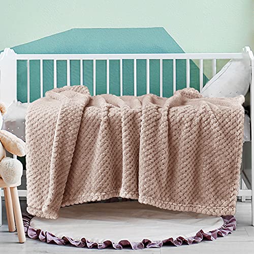 Exclusivo Mezcla Fleece Throw Blanket, Super Soft and Warm Blankets for Couch, Sofa and Bed Waffle Textured, Cozy, Fuzzy and Lightweight (Camel, 40x50 Inches)
